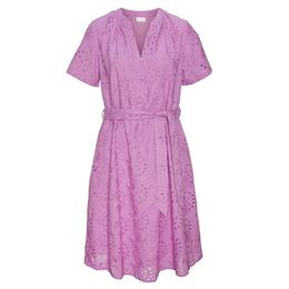Lascana Blusenkleid violett Gr. 40 f&uuml;r Damen. Tiefer V-Ausschnitt und Stickerei. Figurumspielend. Nachhaltig.