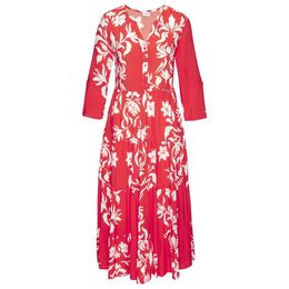 Lascana Maxikleid mehrfarbig Gr. 42 f&uuml;r Damen. Rundhals und Allover-Druck. Figurumspielend. Nachhaltig.