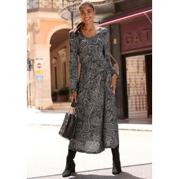 Lascana Maxikleid mehrfarbig Gr. 36 f&uuml;r Damen. Mit V-Ausschnitt. Figurumspielend. Nachhaltig.