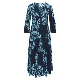 Lascana Maxikleid mehrfarbig Gr. 46 f&uuml;r Damen. Rundhals und Allover-Druck. Figurumspielend. Nachhaltig.