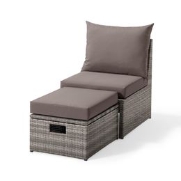 Tchibo - Loungesessel mit Fu&szlig;teil - 58x73x74cm - taupe - Polyethylen / Polyester / Aluminium