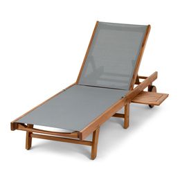 Tchibo - Klappbare Gartenliege mit Textilbezug - 195x63,5x30cm - grau - Akazienholz / Polyvinylchlorid / Gummi