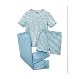 Tchibo - 3-teilige Pyjama-Kombi - M&auml;dchen - Gr. 122/128 - hellblau/gebl&uuml;mt
