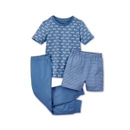 Tchibo - 3-teilige Pyjama-Kombi - Baby - Gr. 86/92 - wei&szlig;/gestreift