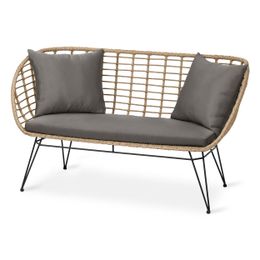 Tchibo - Gartenbank &raquo;Boho&laquo; - 150x73x84cm - schwarz - Stahl / Polyrattan / Polyethylen