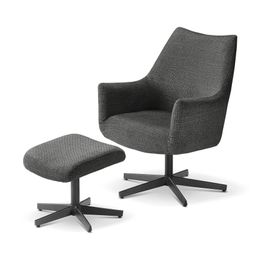 Tchibo - Polstersessel mit Fu&szlig;hocker - 66x68x92cm - dunkelgrau - Polyester / Polyurethan / Metall