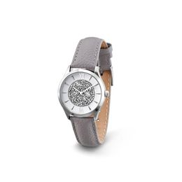 Tchibo - Damenuhr mit Lederarmband und Swarovski Kristallen - silber