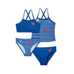 Tchibo - Tankini-Bikini-Set - M&auml;dchen - Gr. 146/152 - wei&szlig;/gebl&uuml;mt