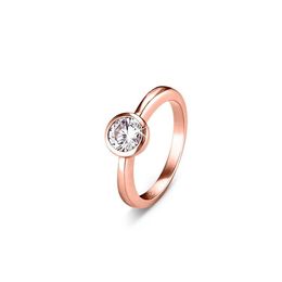 Tchibo - Silberring Solit&auml;r ros&eacute;vergoldet mit Zirkonia - Damen - Gr. 18 - gold