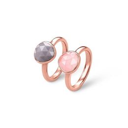Tchibo - Silberring-Set ros&eacute;vergoldet mit Edelstein - Damen - Gr. 18 - grau