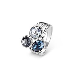 Tchibo - Ring verziert mit Swarovski Kristallen - Damen - Gr. 19 - silber