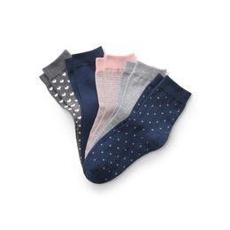 Tchibo - 5 Paar Socken - Damen - Gr. 39-42 - dunkelgrau/gepunktet