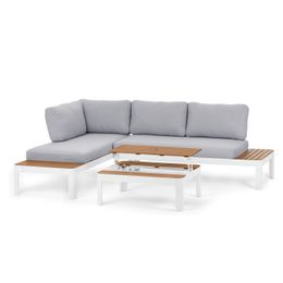 Tchibo - Lounge-Ecke mit h&ouml;henverstellbarem Couchtisch - 250x172x87,5cm - hellgrau - Aluminium / Eukalyptusholz / Polyurethan