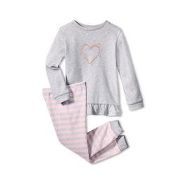 Tchibo - Interlock-Pyjama - M&auml;dchen - Gr. 110/116 - grau/gestreift