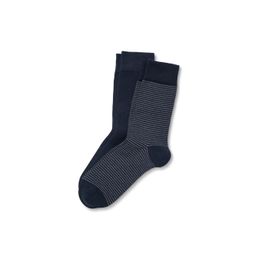 Tchibo - 2 Paar Socken - Herren - Gr. 44-46 - dunkelblau/gestreift