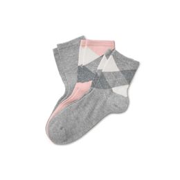 Tchibo - 3 Paar Socken - Damen - Gr. 35-38 - grau/kariert