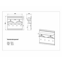 Tchibo - Garderobenpaneel &raquo;Adana&laquo; - 96x30x90cm - Holz / Metall / Kunststoff