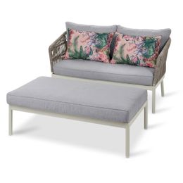 Tchibo - Outdoor-Loungesofa mit Fu&szlig;bank - 136x68,5x71,5cm - beige - Polyethylen / Aluminium / Polyester