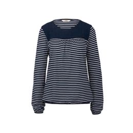Tchibo - Blusenshirt mit Stickerei - Damen - Gr. XXL - dunkelblau/gestreift