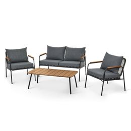 Tchibo - Design-Gartensofa-Set - 122,5x71x75,5cm - anthrazit - Eukalyptus-Massivholz / Stahl / Polypropylen