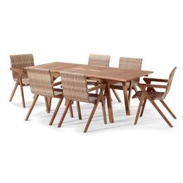 Tchibo - Dining-Set aus Polyrattan und Akazie - 147x90x75,5cm - akazie - Akazienholz / Polypropylen / Aluminium