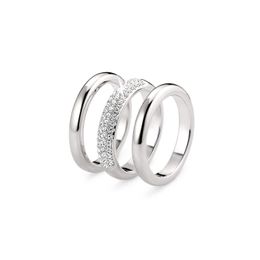 Tchibo - Ring-Set verziert mit Swarovski Kristallen - Damen - Gr. 18 - silber