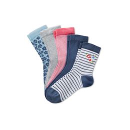 Tchibo - 5 Paar Socken - Damen - Gr. 19-22 - dunkelblau/gebl&uuml;mt