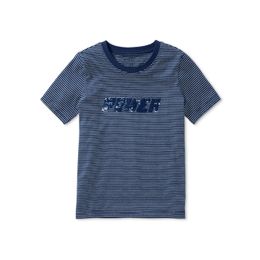 Tchibo - Streifen-T-Shirt mit Wendepailletten - Jungen - Gr. 110/116 - wei&szlig;/gestreift