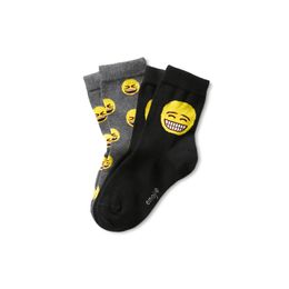 Tchibo - 2 Paar Socken &raquo;Emoji&laquo; - Kinder - Gr. 35-38 - schwarz