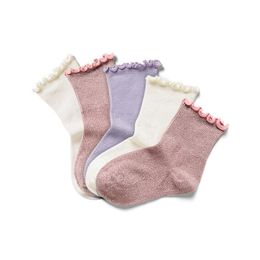 Tchibo - 5 Paar Kinder-Socken mit R&uuml;schen - Damen - Gr. 23-26 - creme