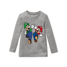 Tchibo - Langarmshirt &raquo;Super Mario&laquo; - Kinder - Gr. 110/116 - grau
