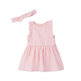 Tchibo - Baby-Baumwollkleid mit Haarband - Baby - Gr. 74/80 - wei&szlig;/gestreift
