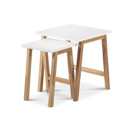 Tchibo - 2 Beistelltische - 44x44x48cm - braun - Holz / Eichenholz