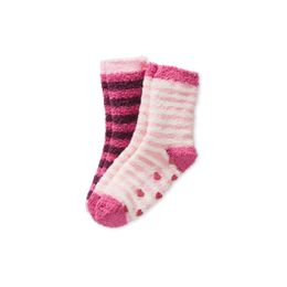Tchibo - 2 Paar Kuschelsocken - M&auml;dchen - Gr. 27-30 - wei&szlig;/gestreift