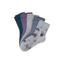 Tchibo - 5 Paar Socken - Damen - Gr. 35-38 - dunkelblau/gebl&uuml;mt