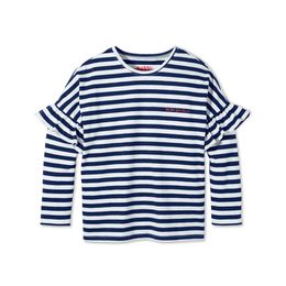 Tchibo - Langarmshirt mit &uuml;berschnittenen &Auml;rmeln - M&auml;dchen - Gr. 170/176 - wei&szlig;/gestreift
