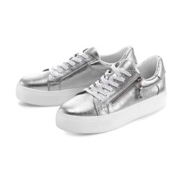 Tchibo - Plateau-Sneaker aus Leder - Damen - Gr. 42 - silber