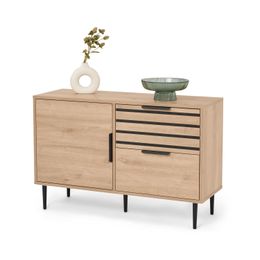 Tchibo - Sideboard &raquo;Baaken&laquo; mit 2 Schubladen und T&uuml;r - 114,3x35,1x51,4cm - schwarz - Holz / Aluminium / Buchenholz