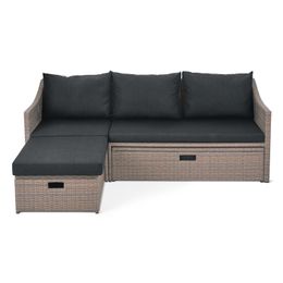 Tchibo - Garten-Ausziehsofa &raquo;Polyrattan&laquo; - 204,5x143x84cm - dunkelgrau - Polyethylen / Aluminium / Polyester