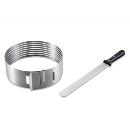 Tchibo - Tortenbodenschneidhilfe mit Konditor- und Glasurmesser - silber