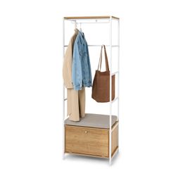 Tchibo - Garderobe &raquo;Grade&laquo; mit Sitzbank und Polster - 60,2x45x178cm - silber - Holz / Polyester / Stahl