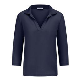Peter Hahn - Polo-Shirt mit 3/4-Arm, blau, Gr. 44 / L - Baumwolle