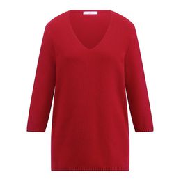 Emilia Lay - V-Pullover mit 3/4-Arm, rot, Gr. 52 / XXL - Baumwolle