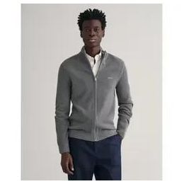 Gant f&uuml;r Herren. 8040524 Graue Strickjacke mit Rei&szlig;verschluss (M), L&auml;ssig, Baumwolle, Langarm