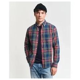 Gant f&uuml;r Herren. 3250012 Indigokariertes Hemd Regular Fit blau (L), L&auml;ssig, Baumwolle, Langarm