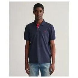 Gant f&uuml;r Herren. 2062026 Marineblaues Piqu&eacute;-Poloshirt in Kontrastfarbe (3XL), L&auml;ssig, Baumwolle, Klassisch, Kurzarm