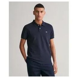 Gant f&uuml;r Herren. 2220 Schmal geschnittenes marineblaues Shield-Piqu&eacute;-Poloshirt (4XL), L&auml;ssig, Baumwolle, Kurzarm