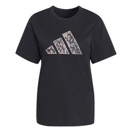 adidas Sportswear Funktionsshirt 'Animal Graphic' Damen Gr&ouml;&szlig;e M/L taupe / anthrazit / schwarz / wei&szlig;