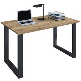Vcm Holz Schreibtisch H. 76 x B. 140 x T. 50 cm Computertisch schlicht F&uuml;&szlig;e aus hochwertigem Metall Arbeitstisch B&uuml;rom&ouml;bel - Lona U