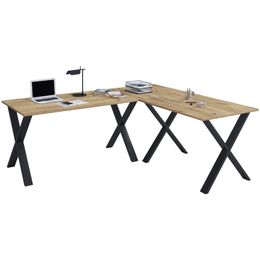 Vcm Vcm Holz Schreibtisch Eckschreibtisch schlicht 190x190 L Form links oder rechts Arbeitstisch Platte 50 cm tief Computertisch B&uuml;rom&ouml;bel - Lona X